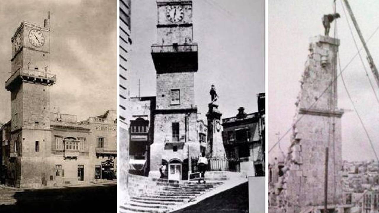 The historic Birgu Clock Tower was one of 30,000 buildings destroyed ...