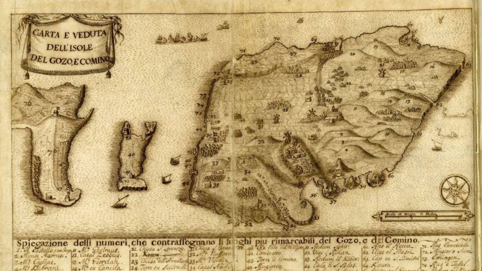 Exploring Gozo's past! Check out this 18th-century map highlighting landmarks like Dwejra Tower