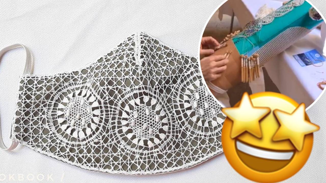 Check it out! Beautiful lace face mask steals the show at yesterday's ...