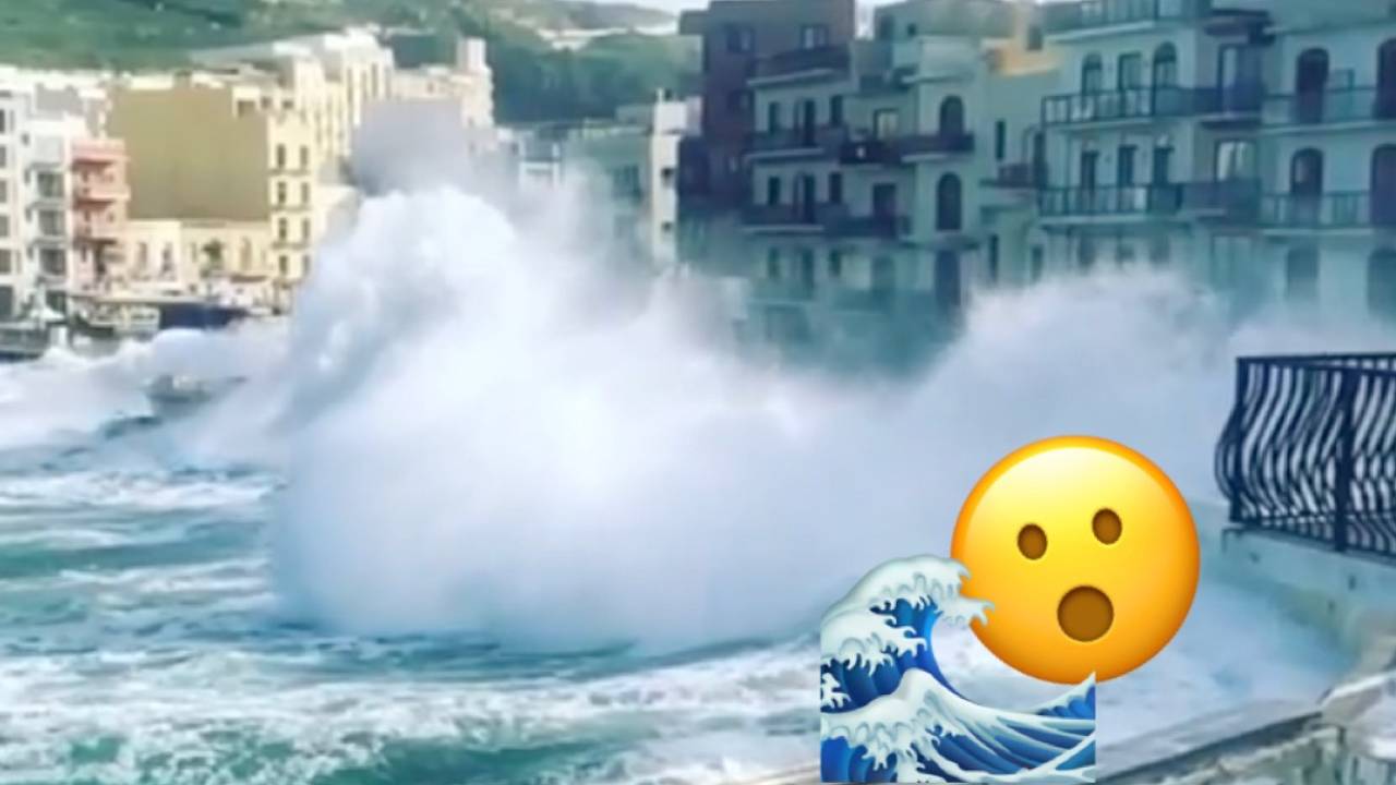 WATCH: Large waves in Marsalforn create a spectacularly surreal show
