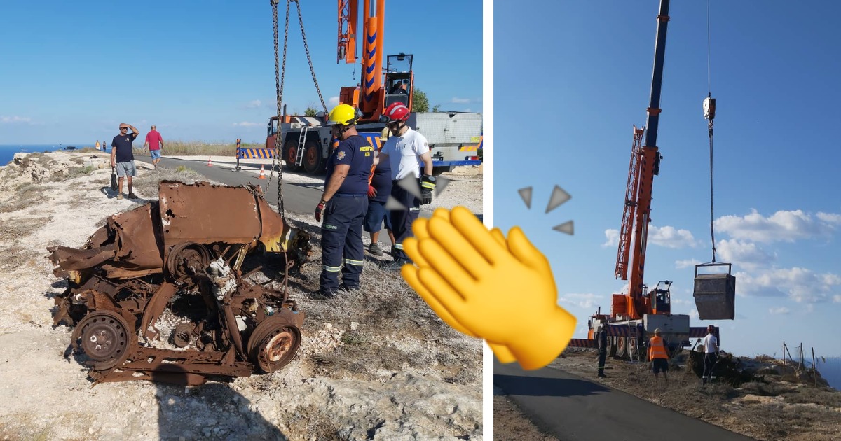 WATCH: Cars lifted out of Dingli Cliffs after lying abandoned for ‘over ...