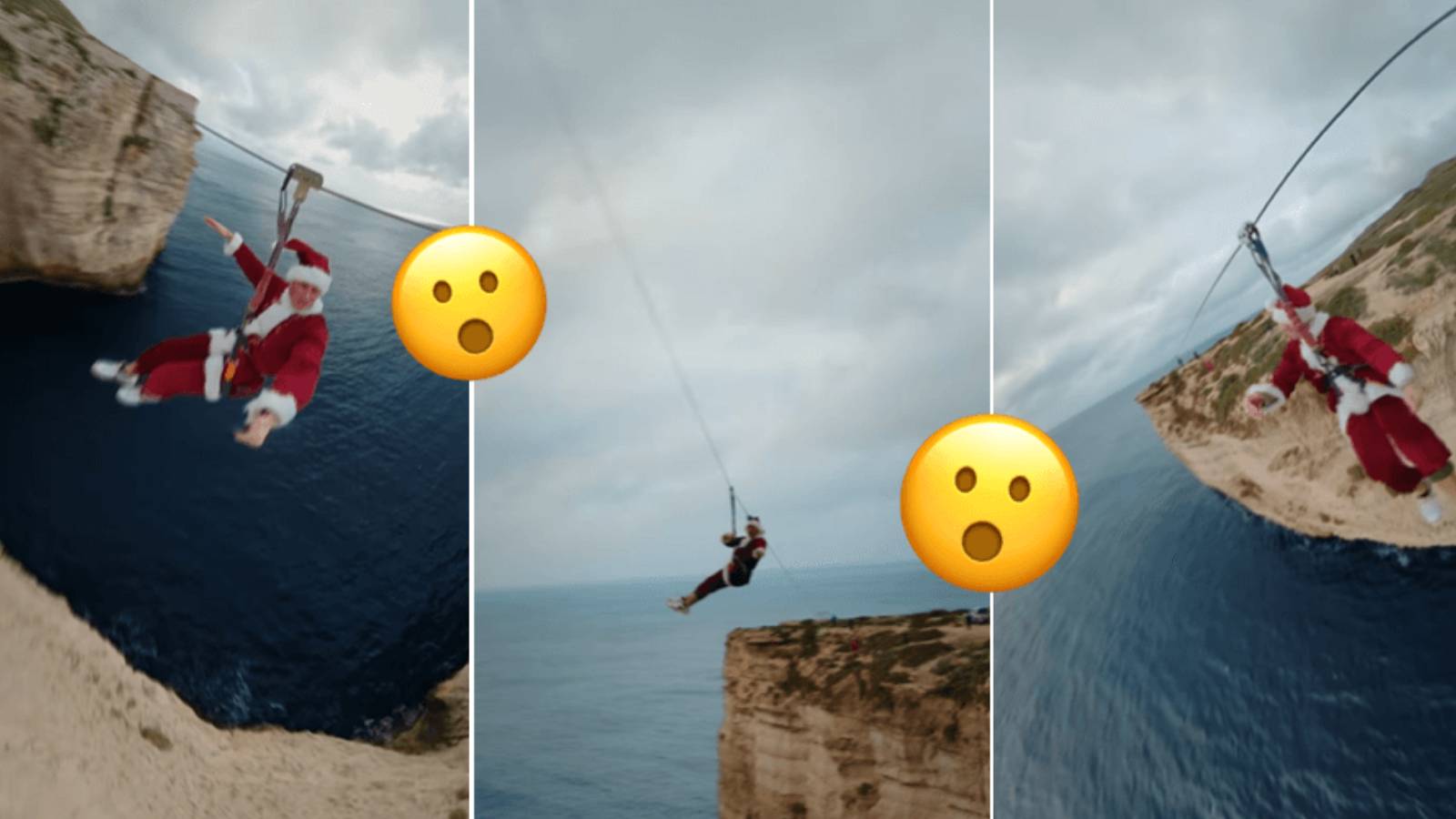 WATCH: Maltese Santa ziplines across Malta’s cliffs and sea