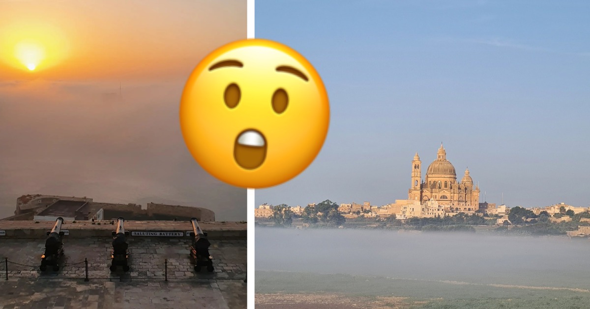 Creepy! Thick fog descends over Malta’s streets early in the morning