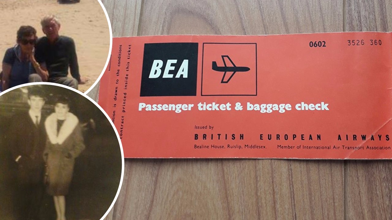 Awh! This original 1964 plane ticket has the sweetest story attached to it