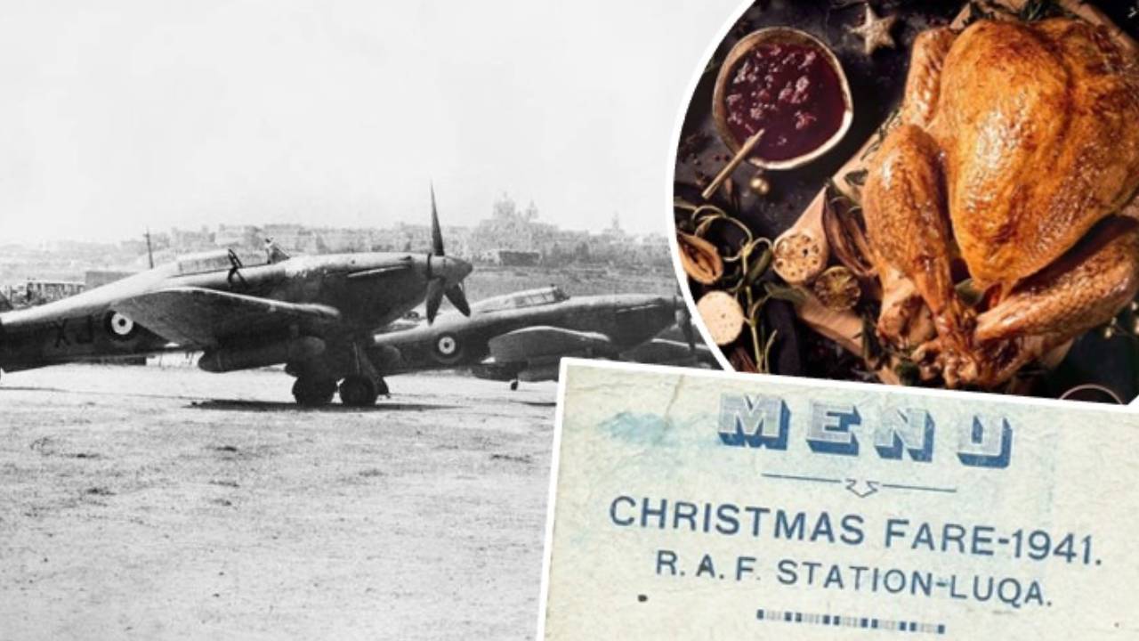 Revealed! RAF 1941 Christmas dinner menu doesn’t look much different to ...