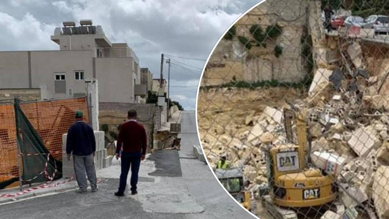 Part of a road in St Julian’s collapses into a building site