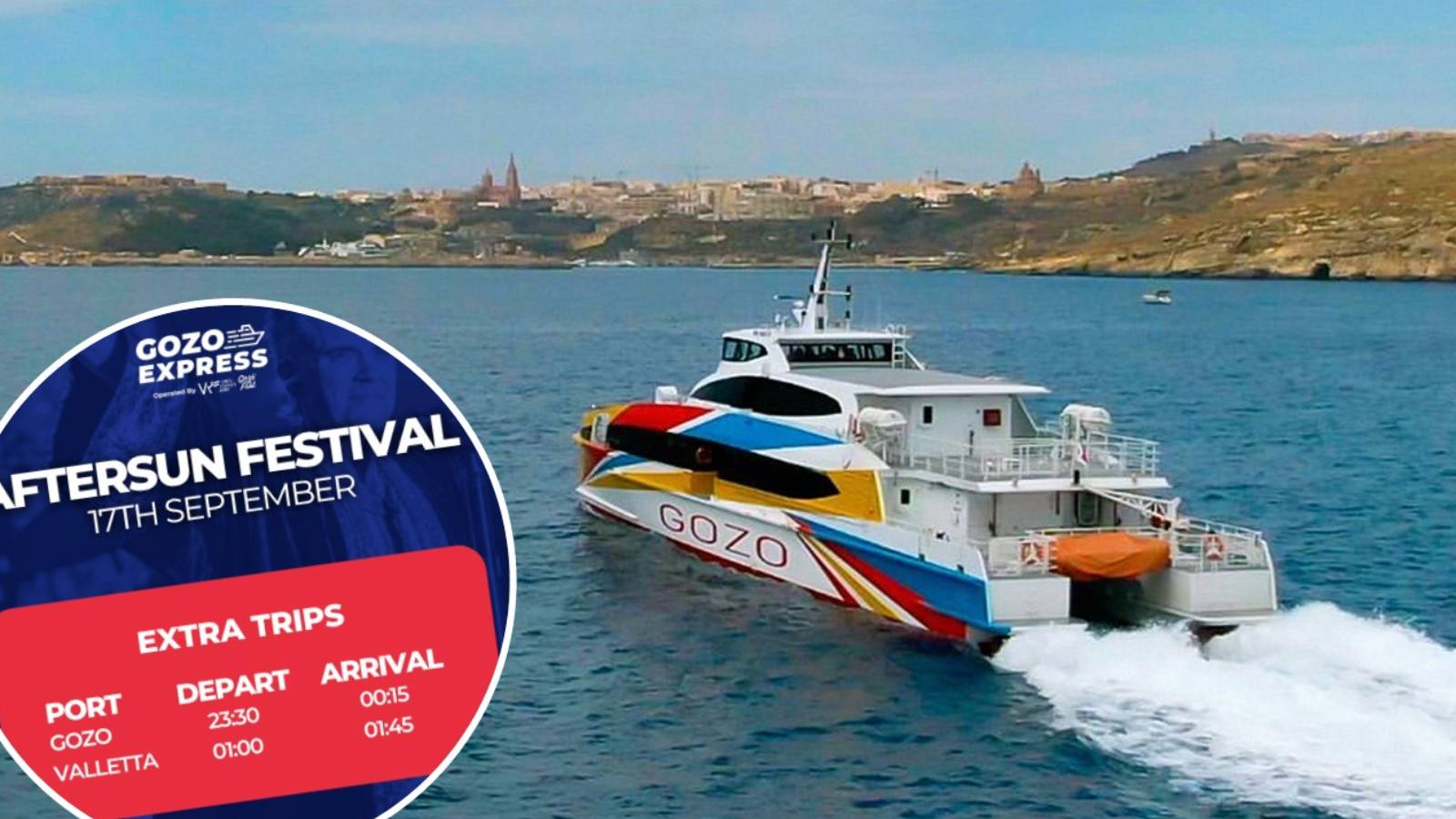 Heads up! Extra late-night ferry trips for Aftersun Festival in Floriana