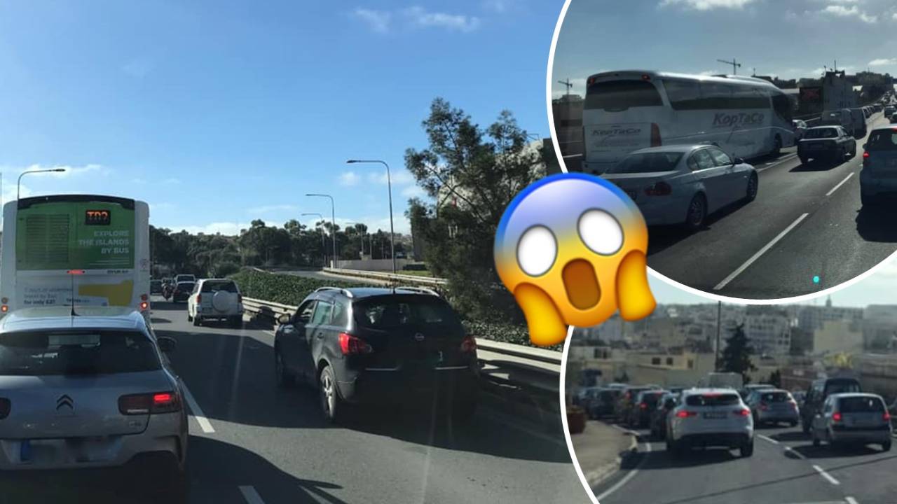 Island at a standstill! Heavy traffic reported across central Malta