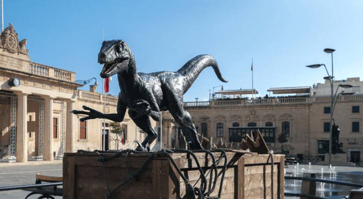 They’re back! Jurassic World dinosaur statues erected in Valletta ...